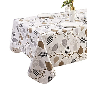 Heavy Duty Vinyl Tablecloth with Flannel Backing Waterproof Oil-Proof PVC Table Cloth Stain-Resistant Wipeable Rectangle or Square Table Cover for Indoor and Outdoor 60X84 Inch