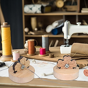 Thread Cutter Flower Thread Cutter Blade for Sewing, Wooden Rotary Thread Cutting Tool Sewing Cutter (Peach Blossom)