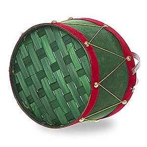 The Lucky Clover Trading Holiday Drum Swing Handle, Green with Red Basket