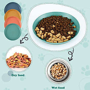 Gerrii 24 Pieces Whisker Fatigue Relief Cat Bowl 6 Inch Shallow Cat Food Dish Stray Dog Wet Feeding Bowls Wide and Small Pet Plates for Kittens and Short Legged Kittens, Wheat Straw(Elegant Color)