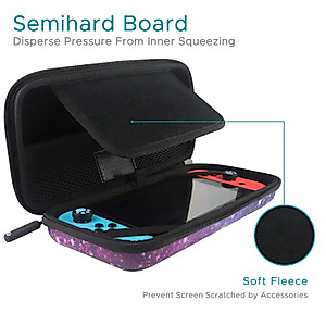 Comfyable Carrying Hard Case for Nintendo Switch OLED 2021 with 10 Game Slots, Portable Travel Pouch Protective Waterproof Cover with Pocket for Accessories, Galaxy