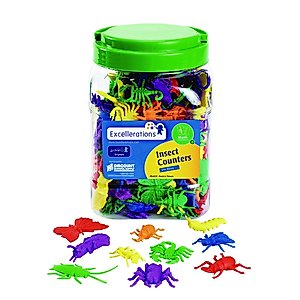 Excellerations Math Manipulatives Set of 144 Bug Counters 1-1/2 inches -2 inches, STEM Educational Toy for Mathematics, Preschool (Item # Buggy)