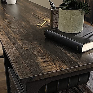 Sauder Steel River L-Shaped Desk, L: 59.84" x W: 57.32" x H: 29.53", Carbon Oak Finish