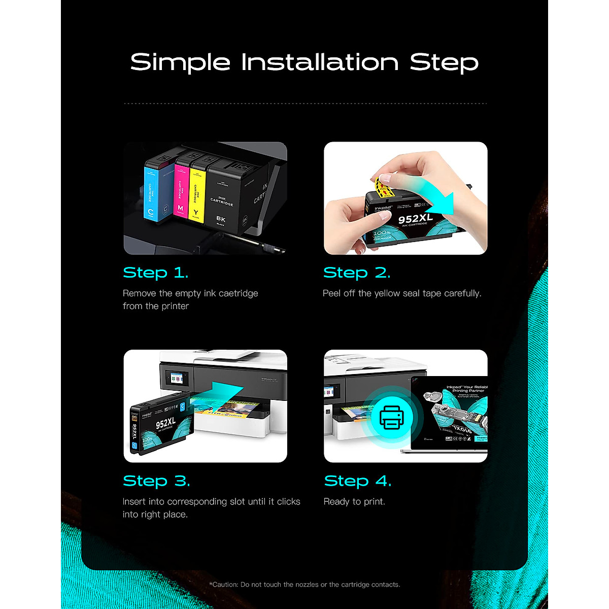 【Larger Capacity】 952XL High-Yield Ink Cartridges, Replacement for HP 952 952 XL Ink Cartridges Combo Pack (1BK/1C/1M/1Y), for OfficeJet Pro 8710 8720 7720 7740 8210 8702 8715 8725 Printers