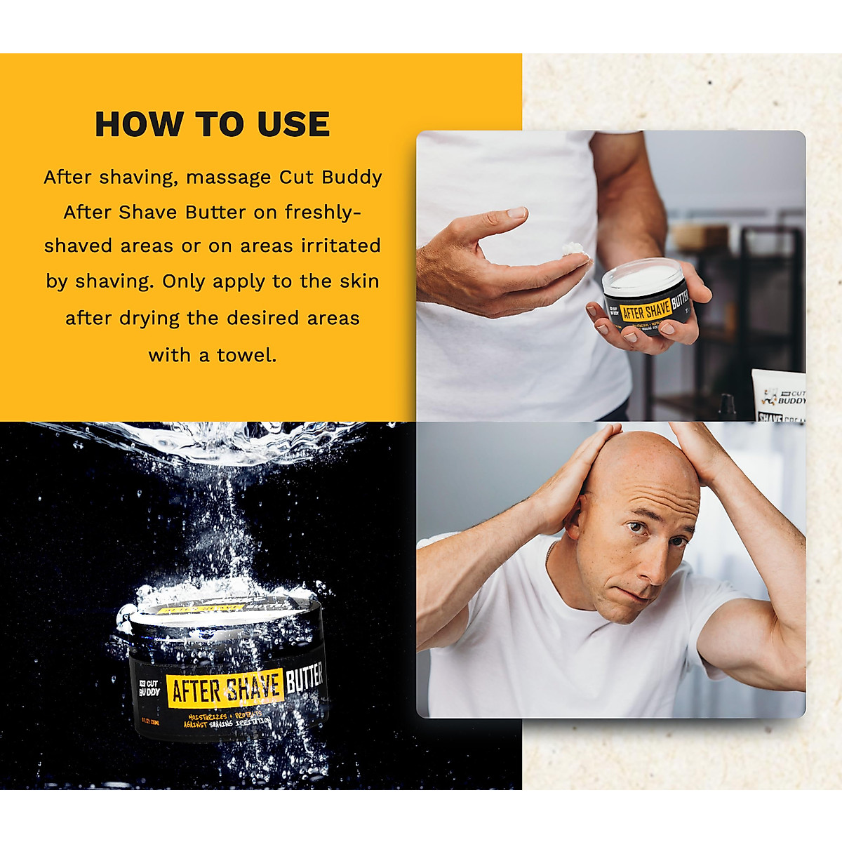 The Cut Buddy After Shave Butter for Men & Women, Moisturizer with Shaving Razor Bump Defense, Witch Hazel, Shea Butter, Ginger & Willow Bark, 8 Fl Oz