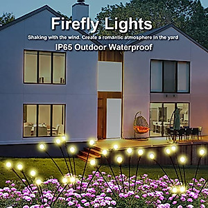 Solar Outdoor Lights for Patio Decor: 2Pack Waterproof Swaying Dancing Firefly Lights Solar Powered, Garden Decorative Lights Decoration for Yard Patio Pathway Lawn (Warm Light)
