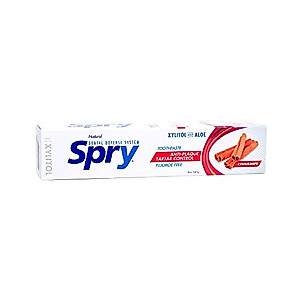 Spry Xylitol Toothpaste 5oz, Fluoride Free Toothpaste Adult and Kids, Teeth Whitening Toothpaste with Xylitol, Natural Breath Freshening, Mouth Moisturizing Ingredients, Cinnamon (Pack of 1)