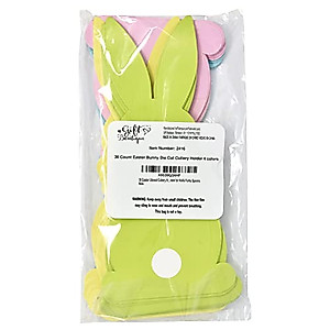 36 Easter Utensil Cutlery Holders Bunny Rabbit Shape Silverware Paper Pouch Sleeve Pockets Spring Table Place Settings Tableware Party Supplies Decoration Pink Blue Yellow Green for Knife Forks Spoons