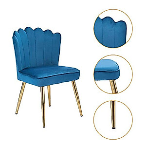 CangLong Velvet Accent Chair for Living Room/Bed Room/Guest Room, Upholstered Mid Century Modern Leisure Chair with Metal Legs Guest Chair Vanity Chair, Teal Blue