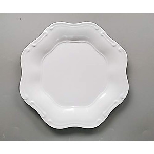 LOK-OSEMILE Melamine Dinner Plates Set for 6, 11 inch Dinner Dishes Set for Indoor and Outdoor Use, White