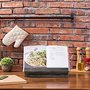 MyGift Vintage Gray Wood Folding Cookbook Stand - Reading Book Recipe Binder Tablet Laptop Holder