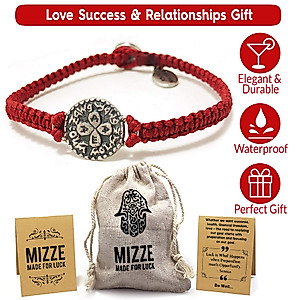 Women's 7" Red Macrame Love Bracelet with Sterling Silver Love Coin Charm Amulet - Sturdy & Elegant gift for Mom, Romantic Gift for Girlfriend or Lover