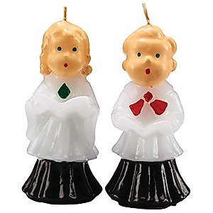 Decorative Vintage Style Christmas Caroler Pair Candles