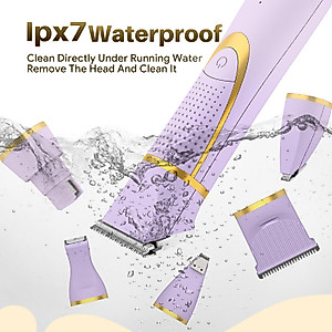 AIBORS Small Dog Grooming Kit, 4 in 1 Electric Dog Trimmer for Grooming, Low Noise Dog Nail Trimmer, Cordless Pet Clippers for Dogs Cats, Grooming Paws, Eyes, Ears, Face, Hip Hairl (Purple)