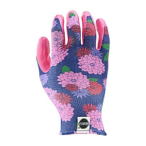 Miracle-Gro Women's Nitrile Coated Grip Floral Pattern Gardening Work Gloves 3-Pack, Extreme Comfort, Excellent Grip, Water Resistant, Pink/Purple, Medium, (MG37126/WML)