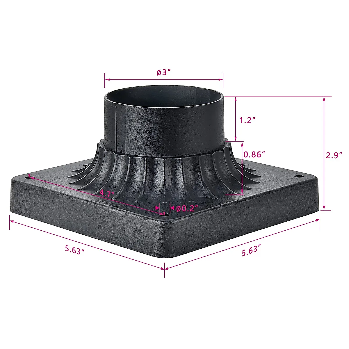 MrSconce Pier Mount Base 2 Pack, Cast Aluminum Outdoor Post Light Adapter, Outdoor Post Lights, Lamp Post Light Fixture