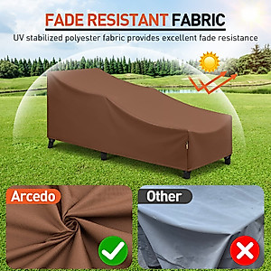 Arcedo Patio Chaise Lounge Covers Waterproof, Outdoor Lounge Chair Covers, Lounger Covers for Outside, Poolside and Beach, Heavy Duty Patio Furniture Cover, 76" L x 28" W x 30" H, Pack of 2, Brown