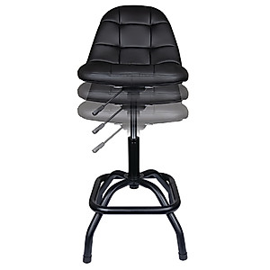 Performance Tool W85031 Pneumatic High Back Adjustable Swivel Bar Stool with Back Support for Home, Bar, and Shop, Black, 26-32 inches High