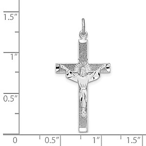 Solid 925 Sterling Silver Textured Risen Christ Cross Pendant Charm
