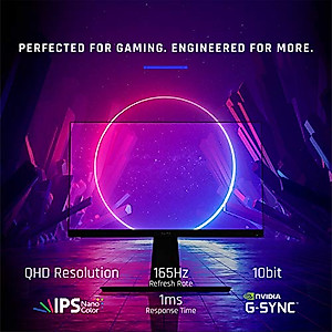 ViewSonic ELITE XG270QG 27 Inch 1440p 1ms 165Hz Gaming Monitor with GSYNC, IPS Nano Color, Elite Design Enhancements and Advanced Ergonomics for Esports