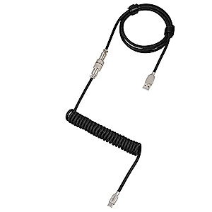 Twozoh USB C Keyboard Coiled Cable, Braided Detachable Aviator Double Sleeve Type C Mechanical Keyboard Cable (White)