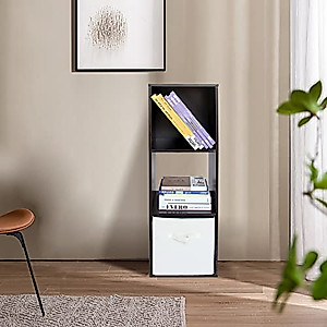 PACHIRA E-Commerce US Wooden Cube Storage Organizer, Unit Shelf, Closet Cabinet, Bookshelf File in Living Room, Bedroom, Study 3 Cube, Dark Brown