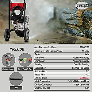 TOOLCY 3/4" Shaft Horizontal Pressure Washer Pump - Max 3100 PSI @ 2.5 GPM - Power Washer Pump for Gas Washer - Replacement Pump for Honda, Simpson, Ryobi etc.