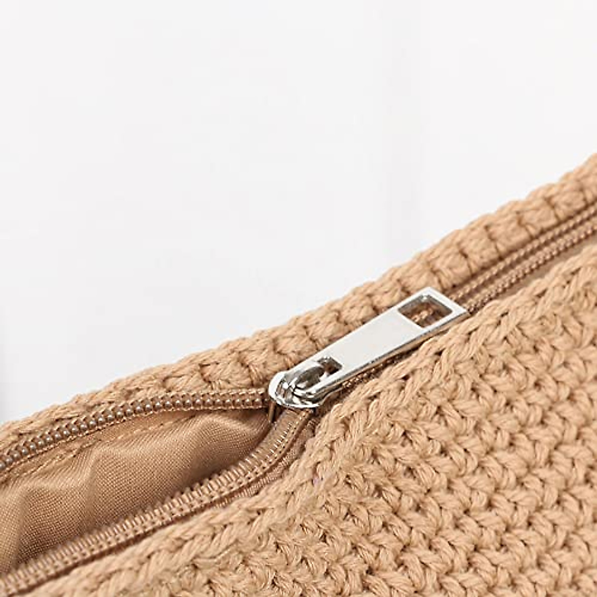 JBRUN Women Straw Crossbody Purse Beach Handmade Woven Shoulder Bag Cotton Crochet Tassel Square Bag Bohemian Messenger Bag (E-Brown)