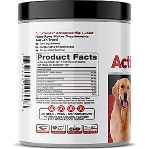 Glucosamine for Dogs Hip and Joint Supplement - Safe Joint Support for Dogs - Dog Joint Supplement with Glucosamine Chondroitin MSM Turmeric - 120 Joint Care Chews for Dogs ActivTreats