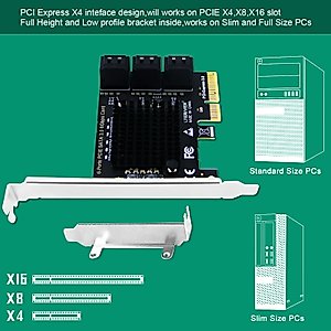 LTERIVER PCI Express X4 to 6-Ports Serial ATA/SATA 3.0 Host Controller Card- Plug and Play on Windows OS, MAC OS and Linux Systems-6X 6Gbps Max SATA 3.0 None Raid Ports-Support AHCI Boot Up (PCE-G2S6)