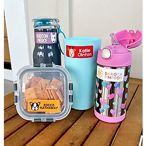 Custom Personalized Waterproof Dishwasher Safe Name Labels for kids and babies in Daycare, school, camp, stickers for Baby Bottles, Lunch Boxes and School Supplies. Cute Bee, Sun Design Name Stickers