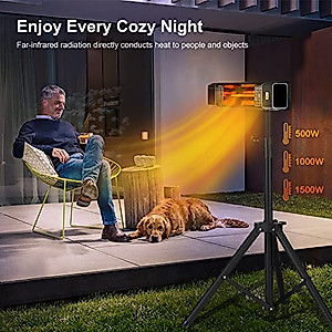 Mountman Patio Heater, Electric Heater for Outdoor/Indoor Use, 1500W Infrared Radiant Heater with Remote, 3 Modes, 24H Timer, IP45, Wall Mounted/Tripod for Garage, Backyard Porch, Basement, Balcony