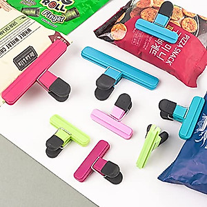 12 Pack Chip Clips, Food Bag Clips (4 Large & 8 Small Size), Kitchen Clips Chip Bag Sealing Clips for Refrigerator Food Storage Packages, Snack Bags, Photos