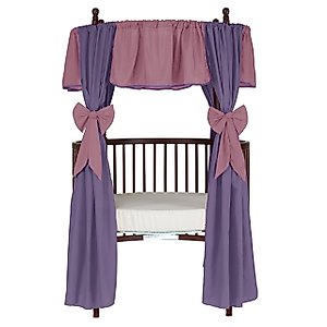 Baby Doll Bedding Reversible Round Crib Curtains, Pink/Lavander