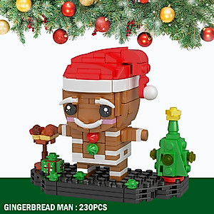 eirix Christmas Building Block Set: Christmas Building Bricks Brickheadz Kit for Kids Ages 6+ and Adults, Xmas Home Decor with Santa Snowman Gingerbread Man and Elk Figures