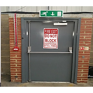 Fire Exit Sign, Do Not Block Door Signs, Keep Clear at All Times Sign, 10 x 7 Inches Rust Free Aluminum, Weather/Fade Resistant, Easy Mounting, 2 Pack