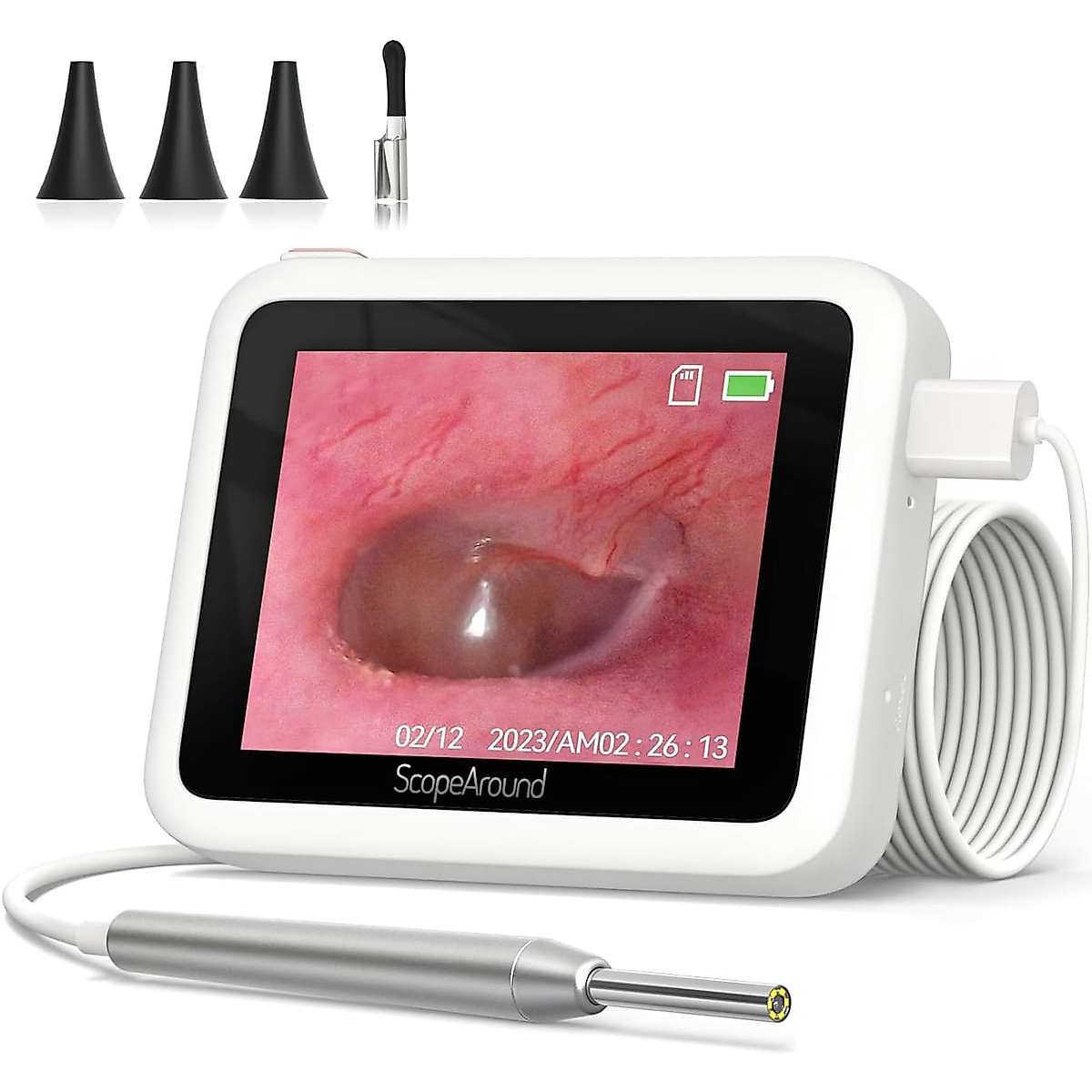 Ear Specula Set for ScopeAround Digital Otoscope, Set of 50 Pieces, Replacement Otoscope Tips, Ear Speculum, Compatible with ScopeAround SA39W/SA39i/M28/MS450 Otoscope