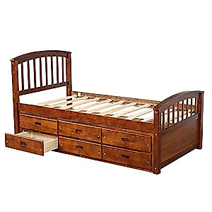 Merax Orisfur. Twin Size Platform Storage Bed Solid Wood Bed with 6 Drawers