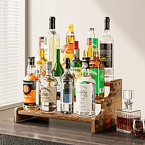 KLM 3-Tier Spice Rack, 13.8 Inch Wood Step Shelf Countertop Spice Storage Holder, Kitchen Pantry Cabinet Organizer Cupboard for Spice Bottles, Jars, Seasonings, Baking Supplies,Bathroom Organizer