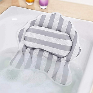 Bath Pillow, Bathtub Pillow Bath Pillow Bathtub Pillow, for Neck and Shoulder Spa Bathroom Accessories Bath Pillow 3D Air Mesh Comfortable Soft Bath Cushion with 6 Suction Cups for Tub Bath Cushion