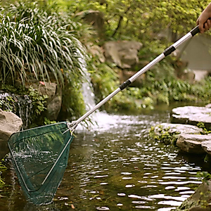 RESTCLOUD Fishing Landing Net with Telescoping Pole Fishing Net Freshwater Fishing Net for Pond, Handle Full Extended to 50 Inches