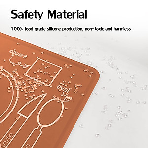 Silicone Baby Placemats, Montessori Placemats for Kids Baby Toddlers Non-Slip Portable Table Setting Mats, 2Pack, MistyRed&LightGrey