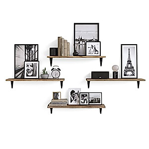Wallniture Arras Floating Shelves Wall Mounted, Wall Shelves for Bedroom Decor, Floating Book Shelves for Wall, 24" Wall Shelf for Living Room & Bathroom, Floating Shelf for Kitchen, Set of 4 Burnt