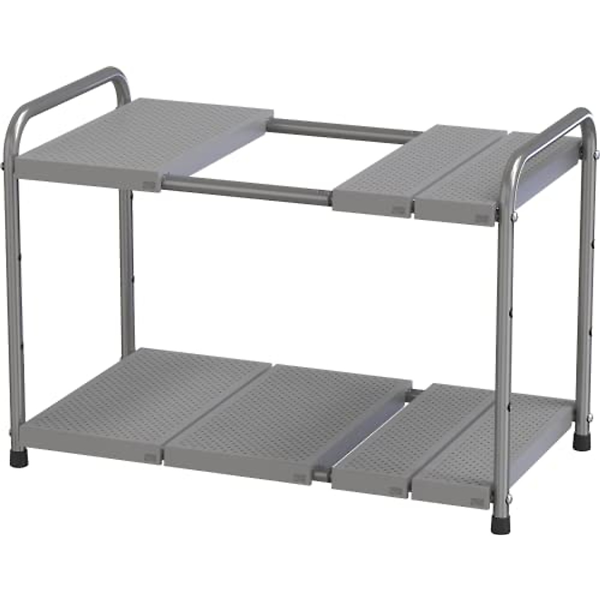 DecoBros Under Sink 2 Tier Expandable Shelf Organizer, Silver