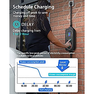LF Bros Portable Level 2 EV Charger (16-40A, 120-240V, 9.6KW), Electric Vehicle Charger, NEMA14-50 Plug/Waterproof/UL Certified/Adjustable Current/Delay Charging/Compatible with All J1772