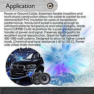 Conext Link 25 ft Black 4 Gauge Amplifier Power Ground Wire 25 Feet 4 GA AWG Amp Cable Roll （10848）