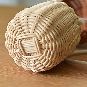 gofidin Acorn Shaped Basket Storage Basket Rattan Wooden Woven Shoulder Bag Tropical Beach Style Bucket Photo Props