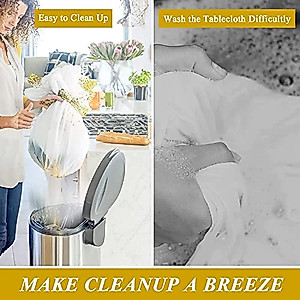 Bluechok Gold Polka Dots Plastic Tablecloths 2 Pack White Disposable Table Covers Bridal Shower Party Tablecovers 54'' x 108'' Table Cloths for Picnic Birthday Wedding Parties 8 Foot Rectangle Table