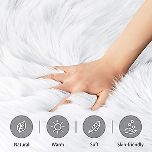 Ciicool Faux Sheepskin Rugs Soft Faux Fur Rug White Fluffy Chair Couch Cover Fuzzy Carpet for Bedroom Floor Sofa Living Room 2x3 Feet