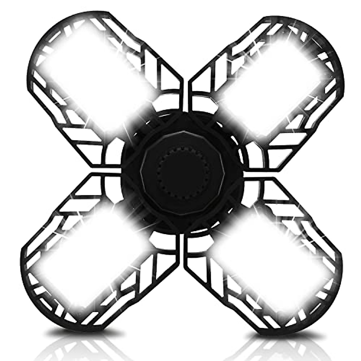 LED Garage Lights, 100W Deformable Four-Leaf Light Metal Garage Ceiling Light Fixtures, 10000LM E26 Led Shop Lights Bay Light with 6000K Bright Adjustable Lighting Panels for Basement, Workshop, Barn